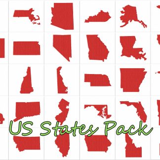 50 US States Includes Applique and Stitched Embroidery Designs All for ...