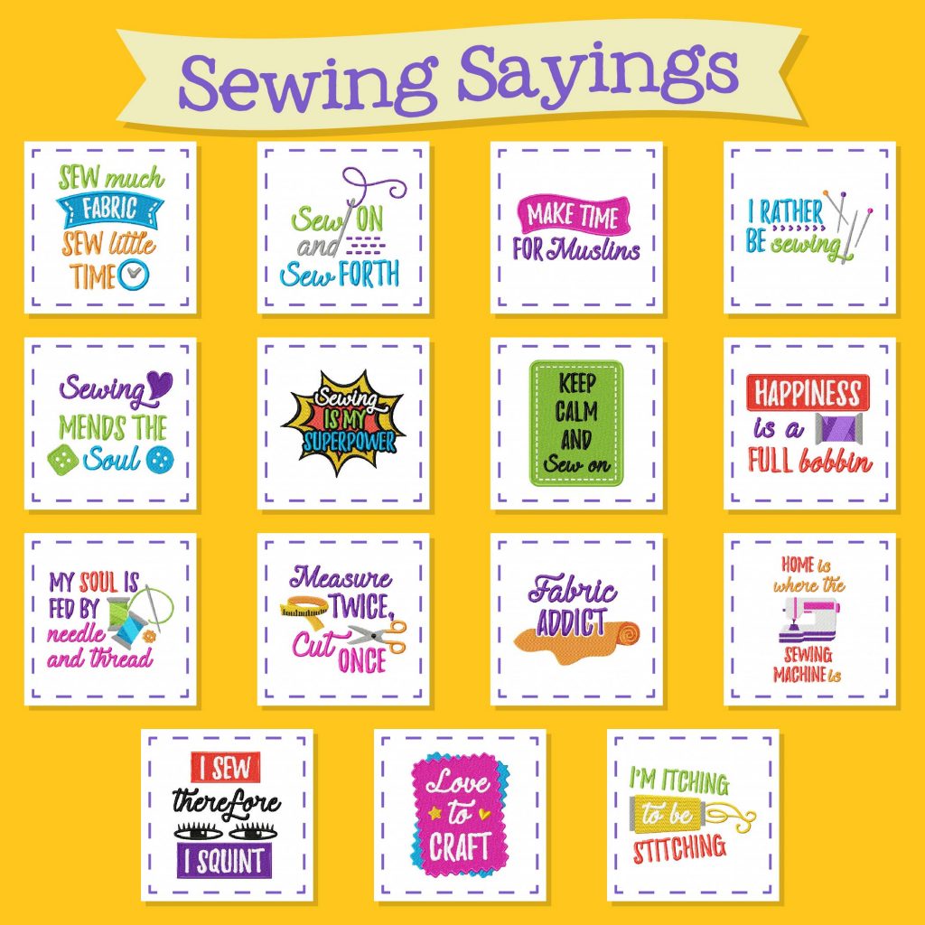 15 Sewing Sayings Embroidery Design Pack – Embroidery Super Deal