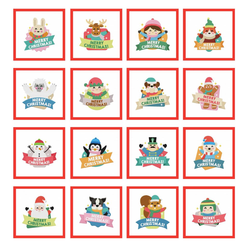 Dollar Week Day 1 – 16 Merry Christmas Labels – Embroidery Super Deal