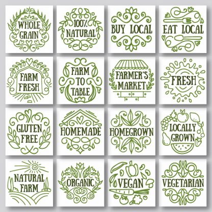 16 Farmer’s Market Labels Embroidery Design Pack – Embroidery Super Deal