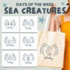 Days of The Week – Sea Creatures Stitched Embroidery Designs 7 Designs ...