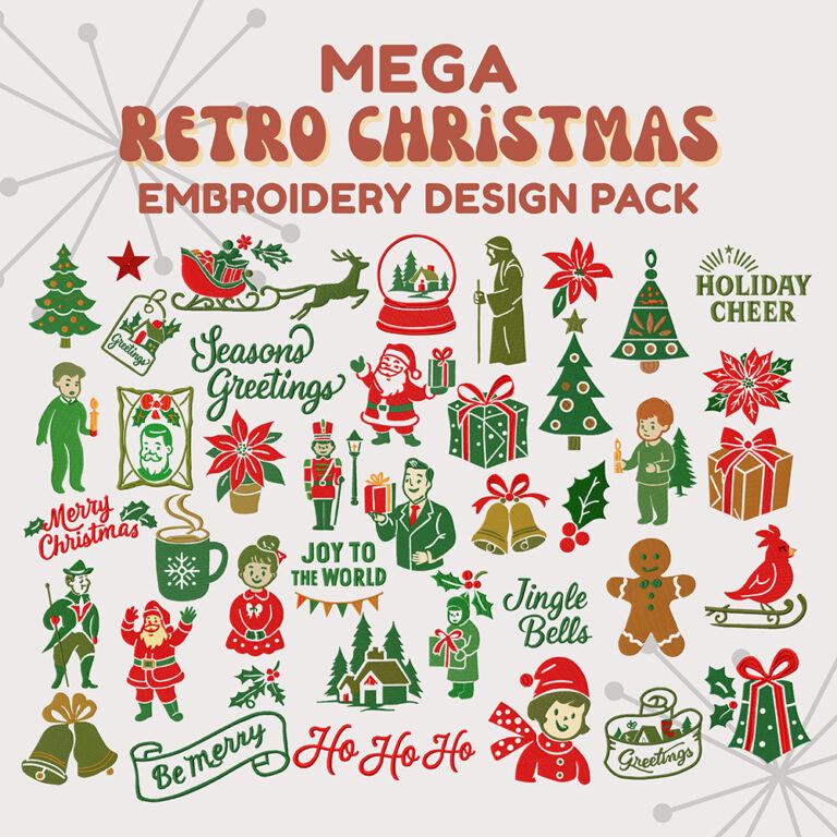 Retro Christmas 41 Stitched Machine Embroidery Designs Included ...